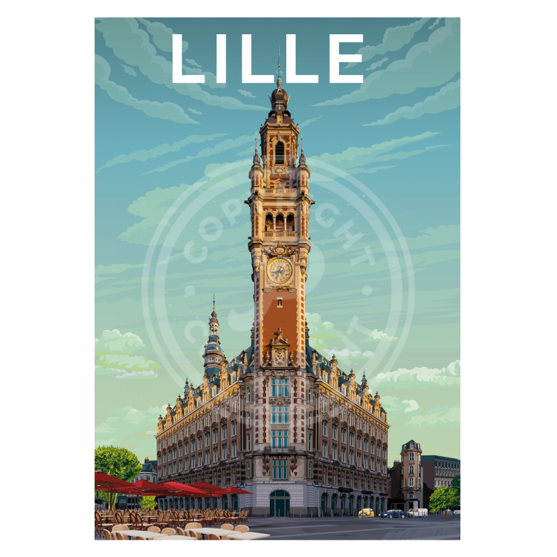 Affiche de la ville de Lille Format 30 x 40 cm Support Papier 250g satin