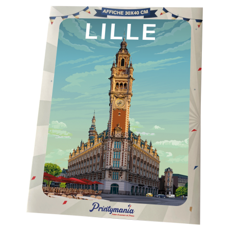 Affiche de la ville de Lille Format 50 x 70 cm Support Papier 250g satin