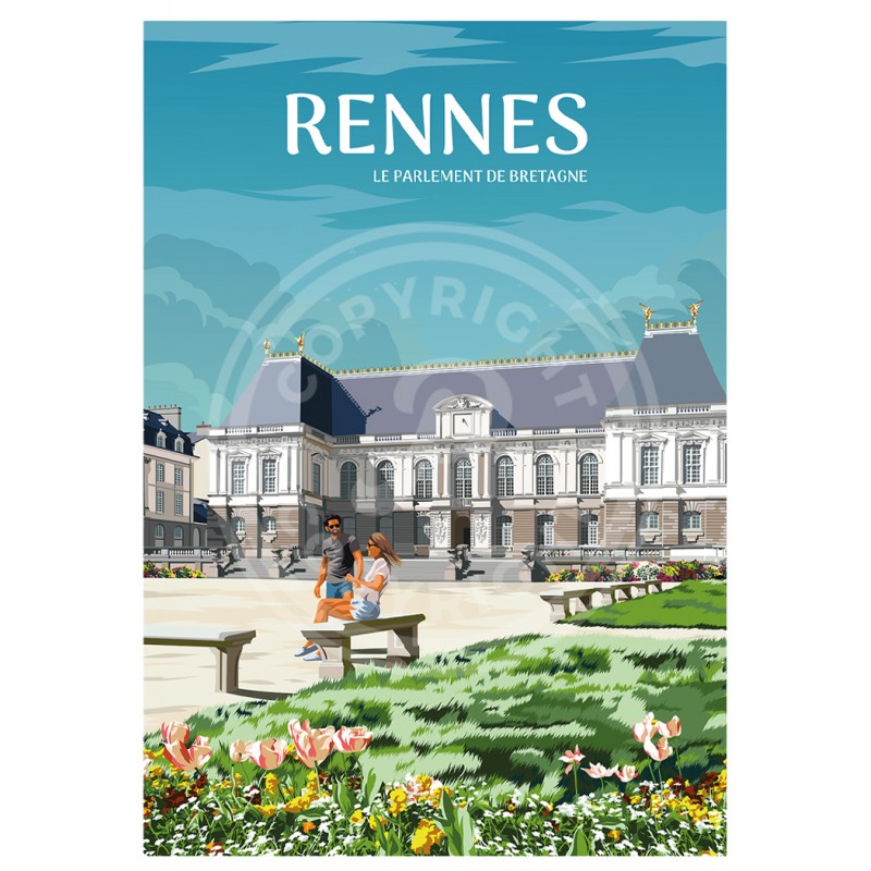 Affiche de Rennes Format 30 x 40 cm Support Papier 250g satin