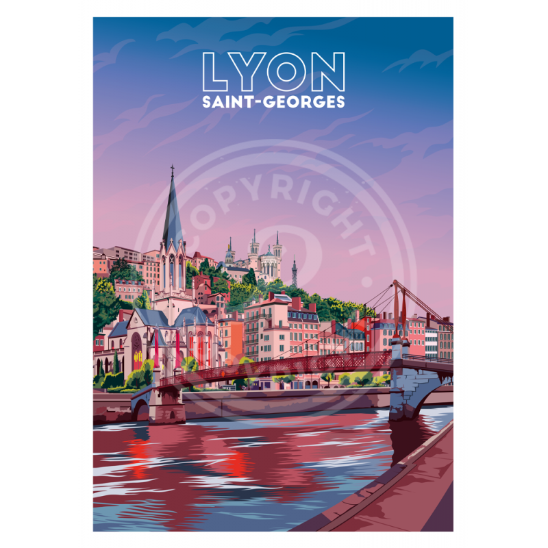 Affiche de Lyon - Quartier Saint-George Format 30 x 40 cm Support ...