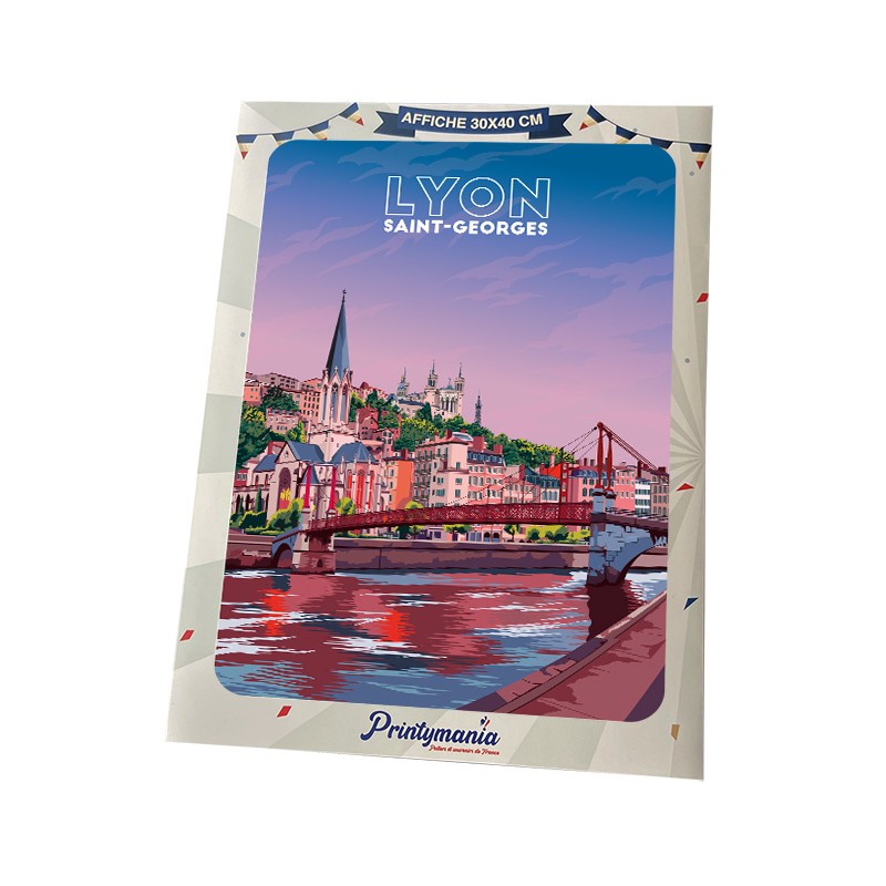 Affiche de Lyon - Quartier Saint-George Format 30 x 40 cm Support ...