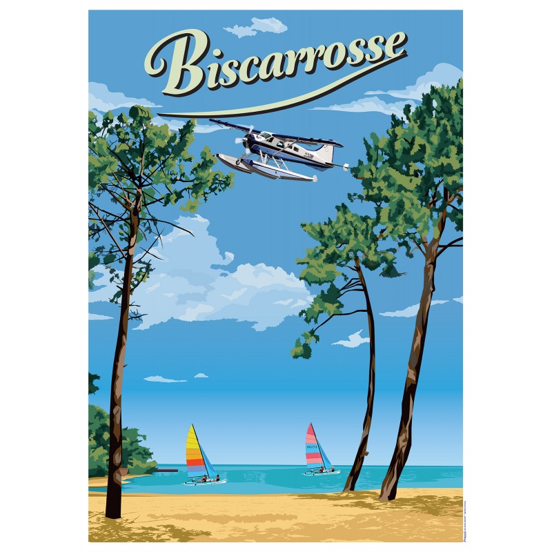 Affiche de Biscarrosse Format 30 x 40 cm Support Papier 250g satin
