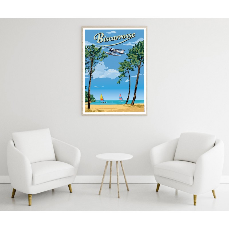 Affiche de Biscarrosse Format 30 x 40 cm Support Papier 250g satin